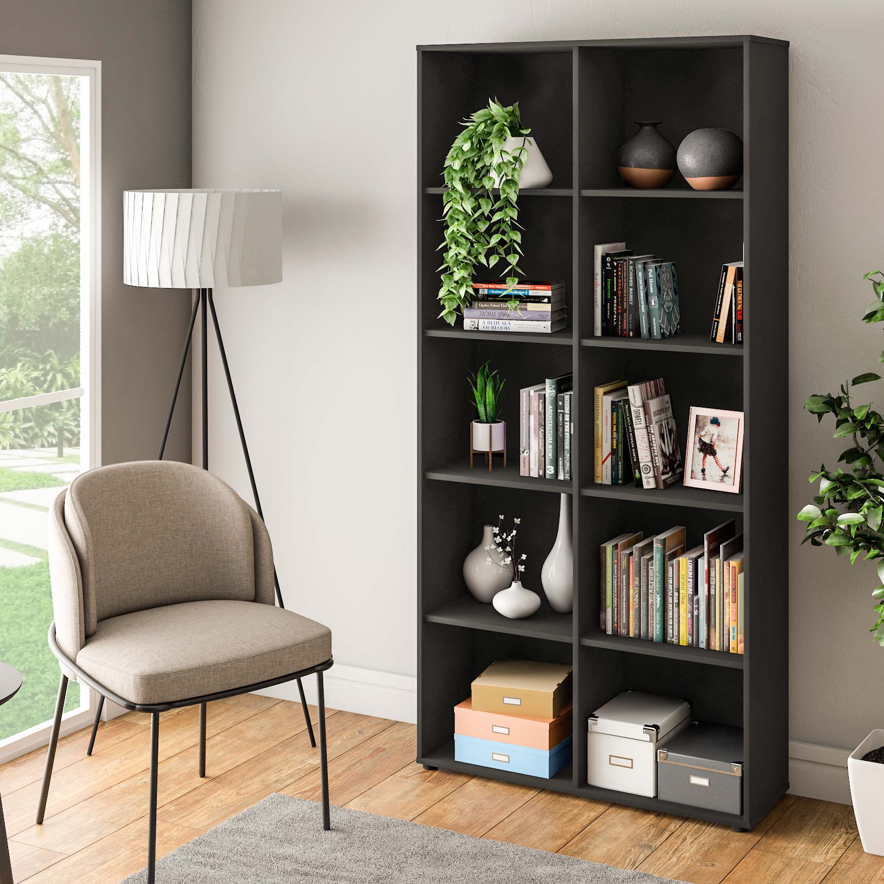 Estante Com 10 Nichos Artany Clean 900x1878 Cor Preta - Oggi Móveis