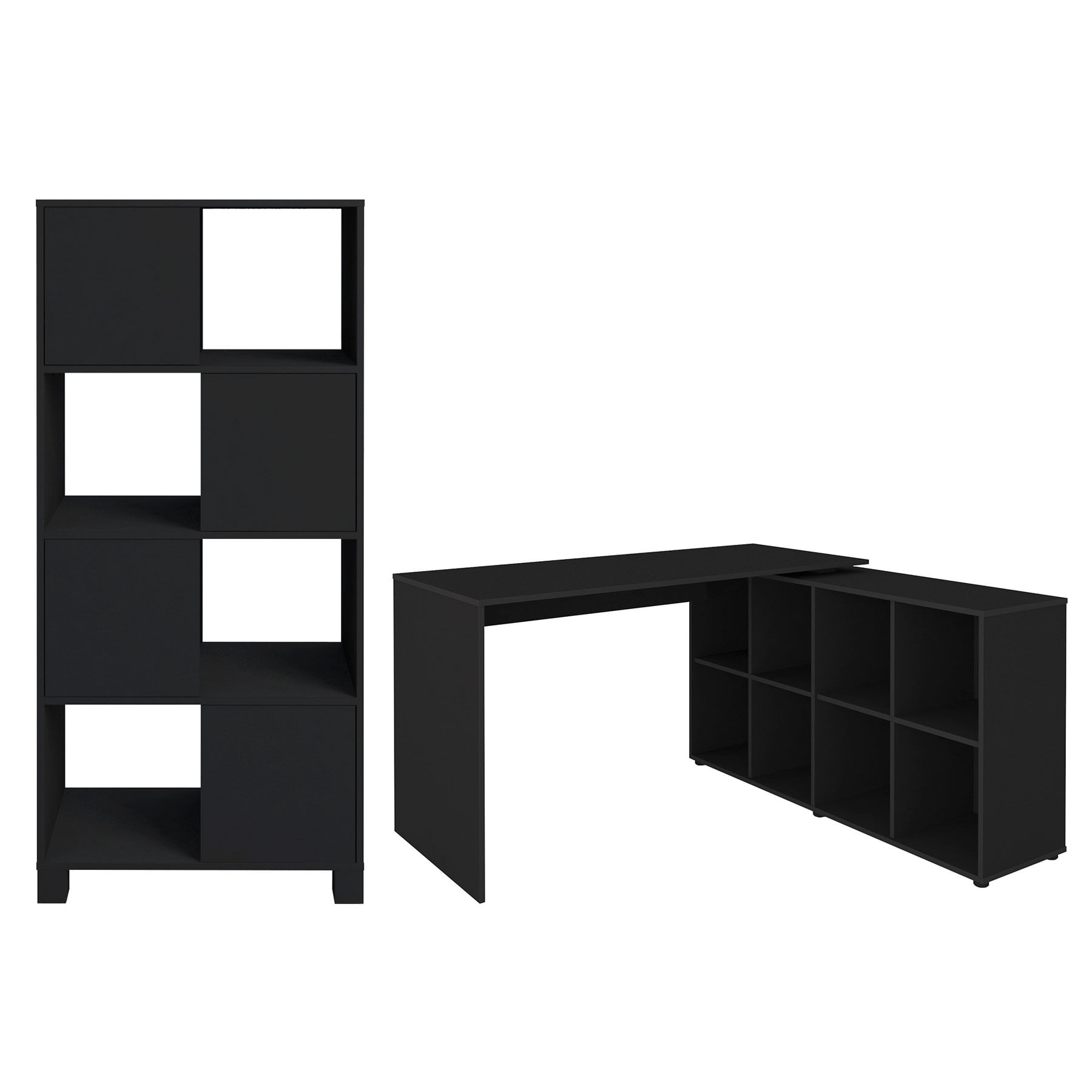 Conjunto Mesa 1400 Nero e Armário Wally cor Preto - Oggi Móveis