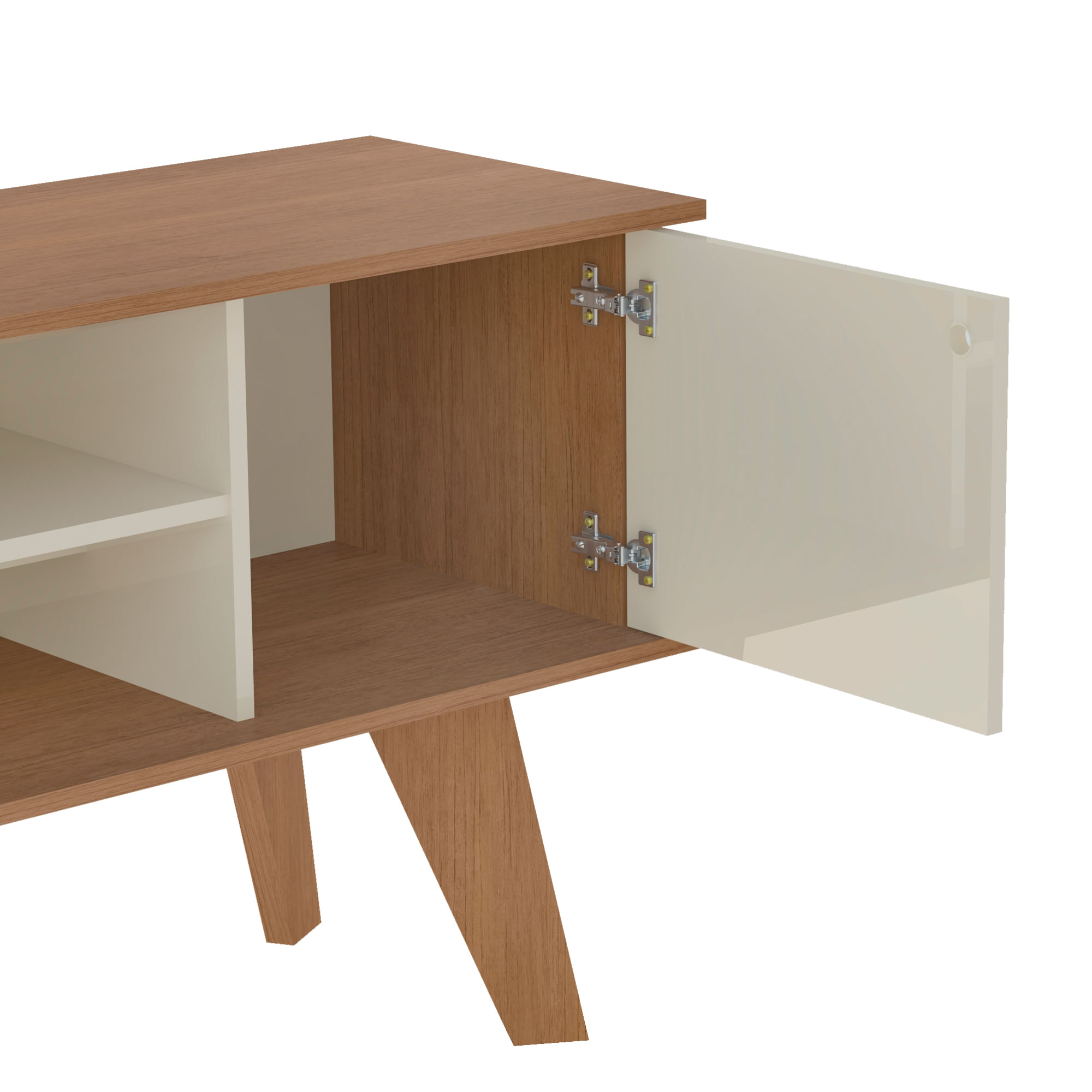 Rack Com 1 Porta e 2 Nichos Artely Frank Cor Cinamomo com Off White ...